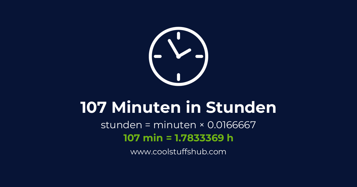 107 minuten in stunden umrechnen (107 min in h umrechnung)