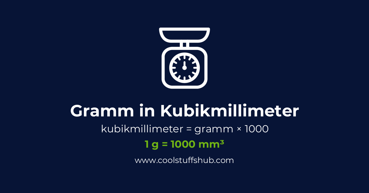 Gramm in kubikmillimeter umrechnung (g in mm³)