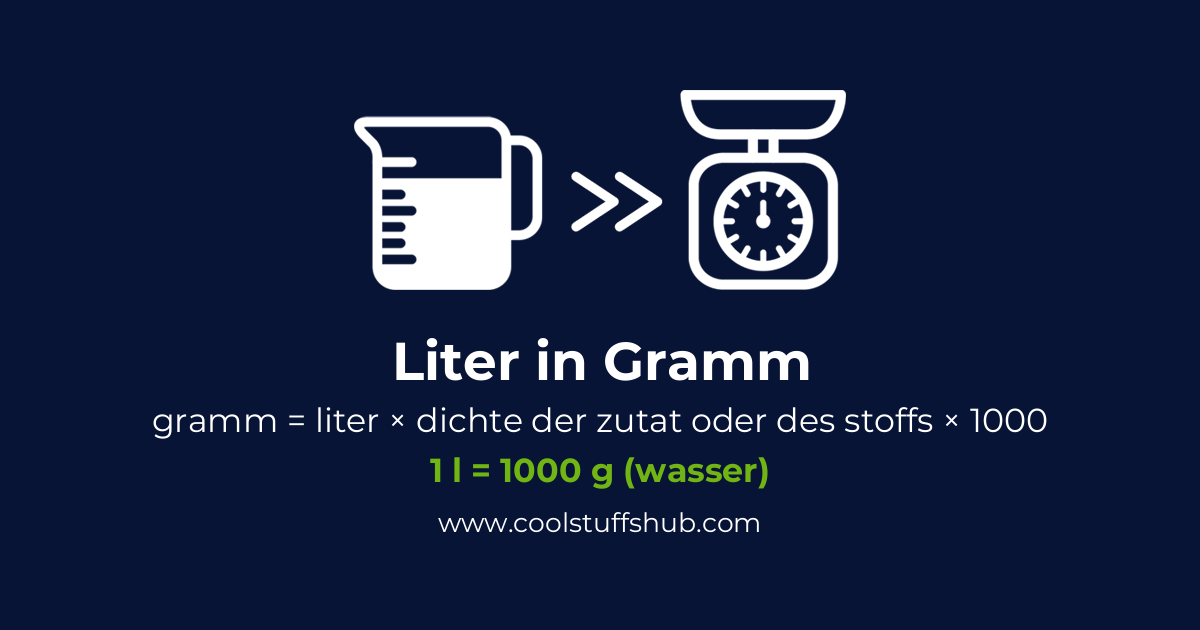Liter In Gramm Umrechnung l In G 