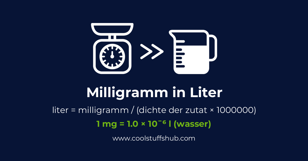 Milligramm in liter umrechnung (mg in l)
