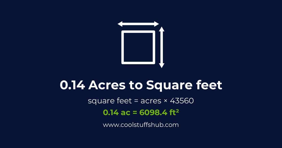 Convert 0.14 acres to square feet (0.14 ac to ft² conversion)
