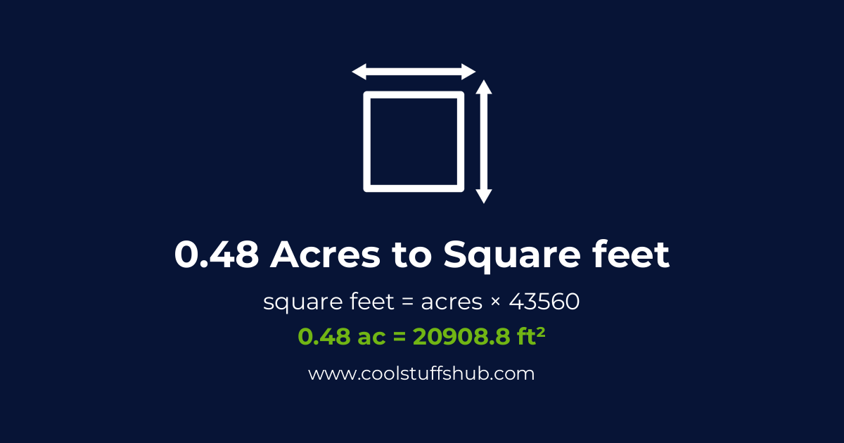 Convert 0.48 acres to square feet (0.48 ac to ft² conversion)