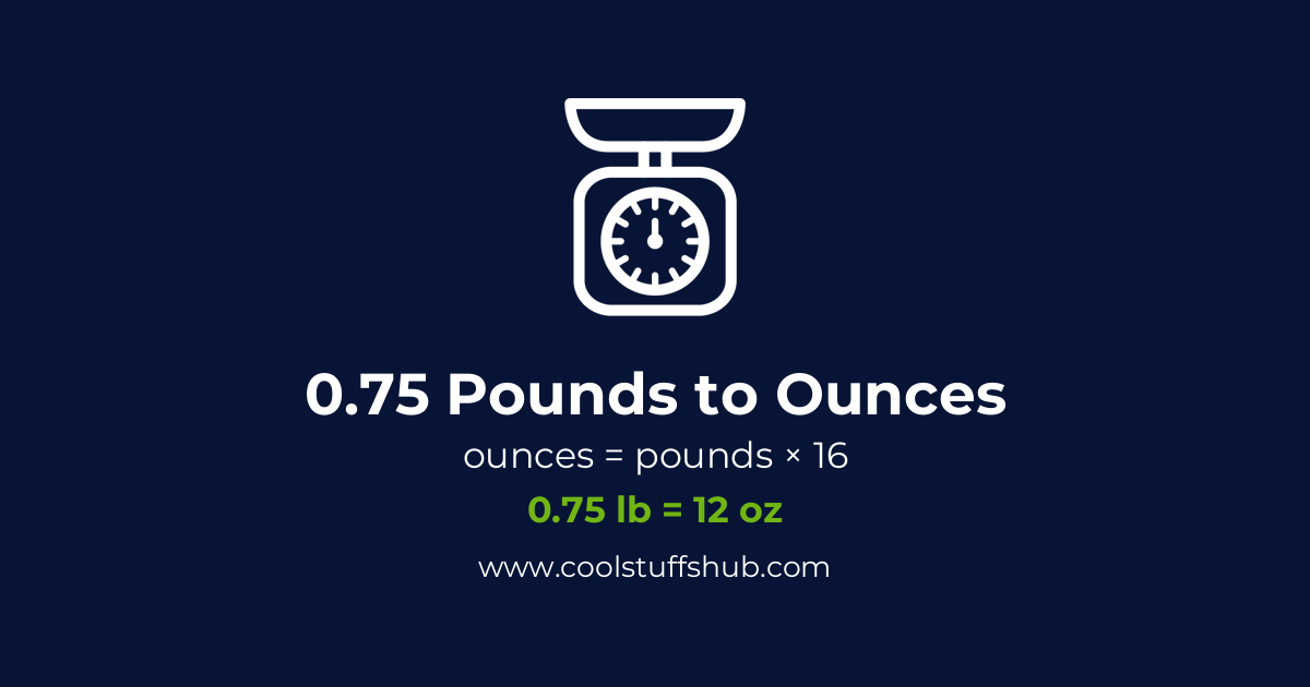Convert 0.75 pounds to ounces (0.75 lb to oz conversion)