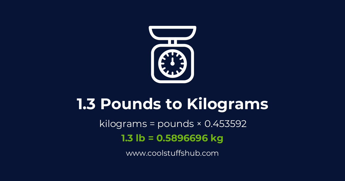 Convert 1.3 pounds to kilograms (1.3 lb to kg conversion)