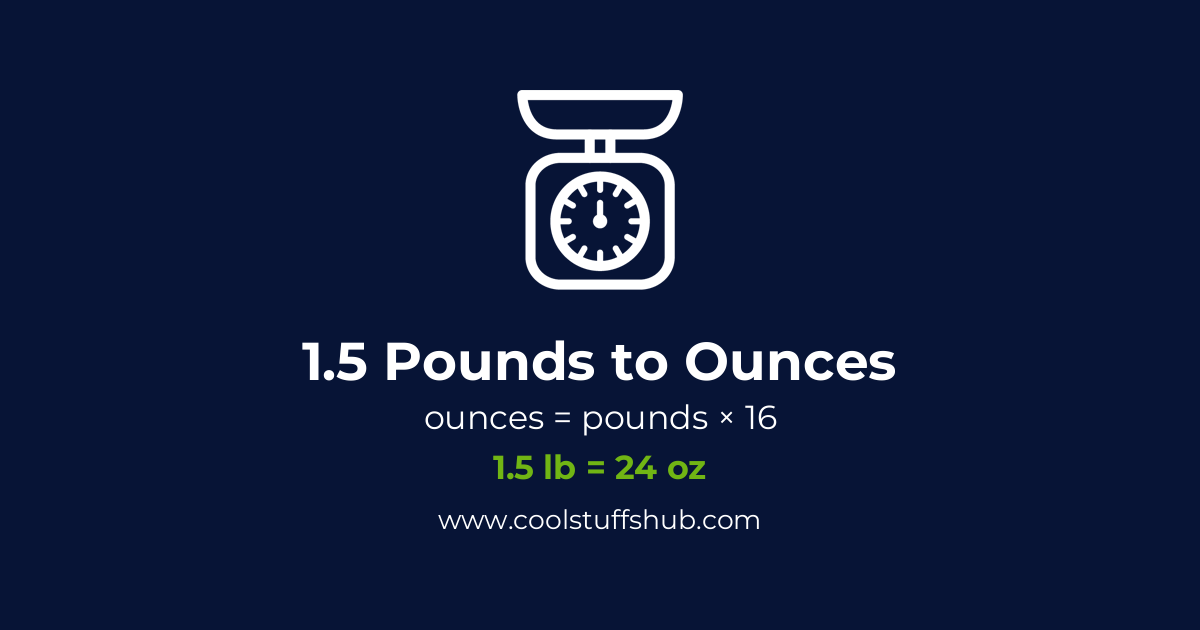 Convert 1.5 pounds to ounces (1.5 lb to oz conversion)