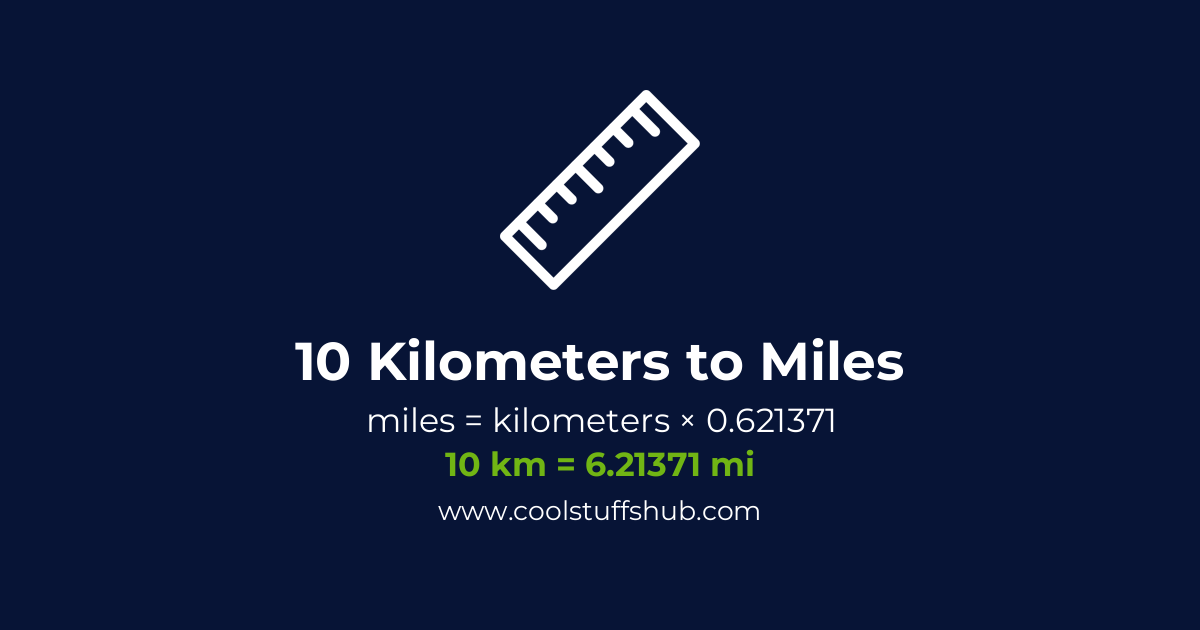 Convert 10 kilometers to miles (10 km to mi conversion)