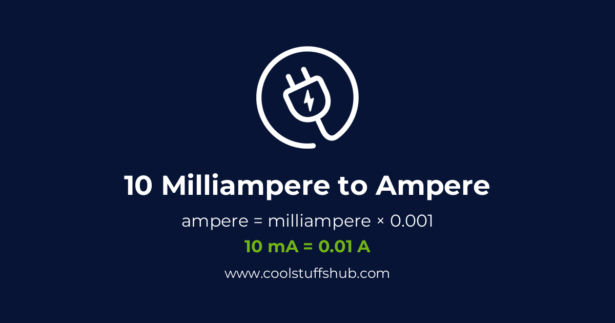 Convert 10 milliampere to ampere (10 mA to A conversion)