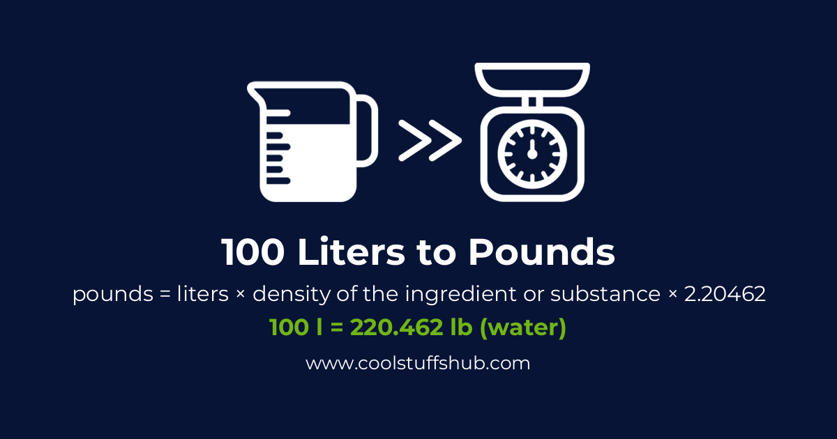 Convert 100 liters to pounds (100 l to lb conversion)