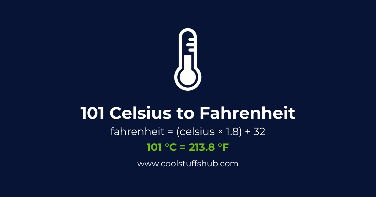 Convert 101 celsius to fahrenheit (101 °C to °F conversion)