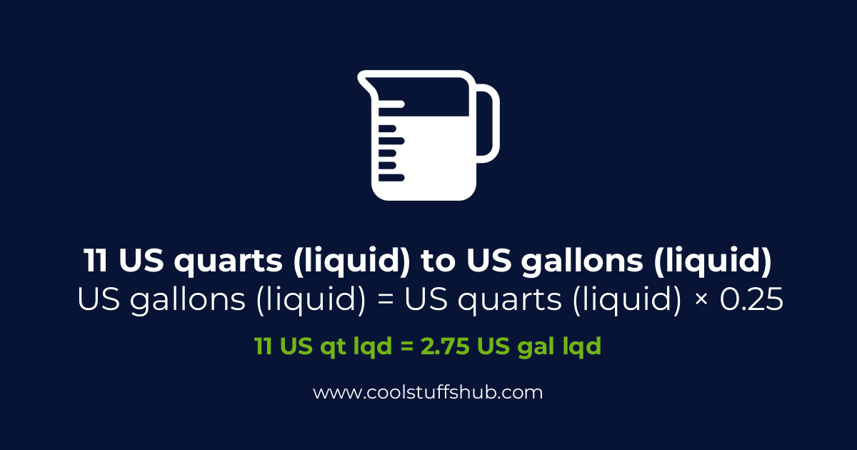 Convert 11 US quarts (liquid) to US gallons (liquid) (11 US qt lqd to ...