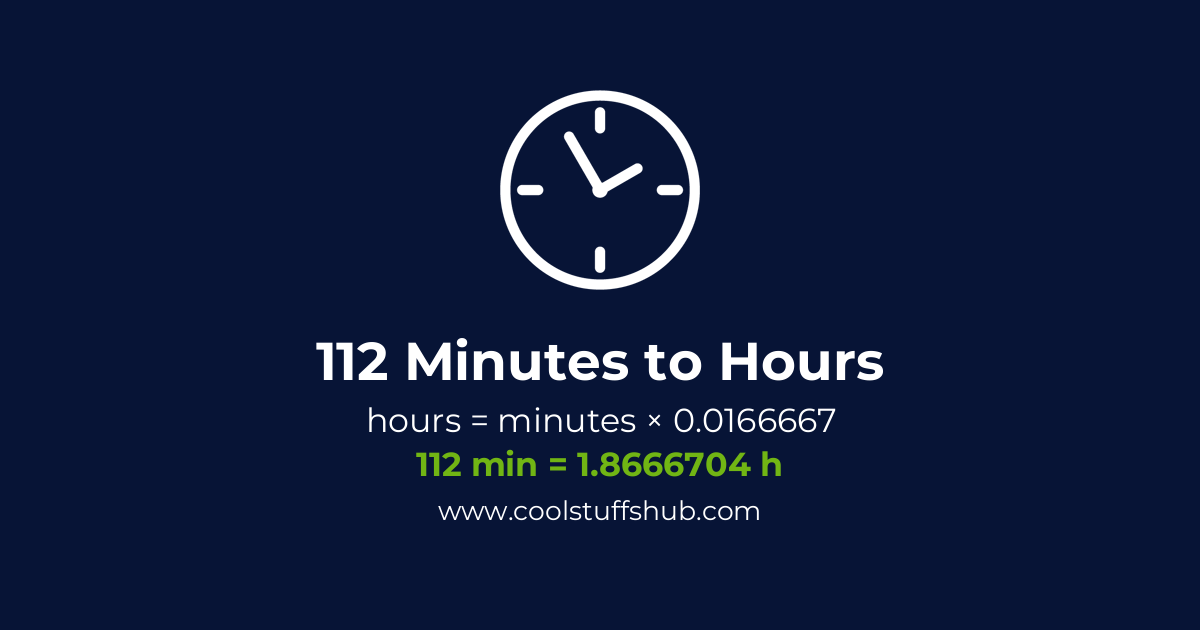 Convert 112 minutes to hours (112 min to h conversion)