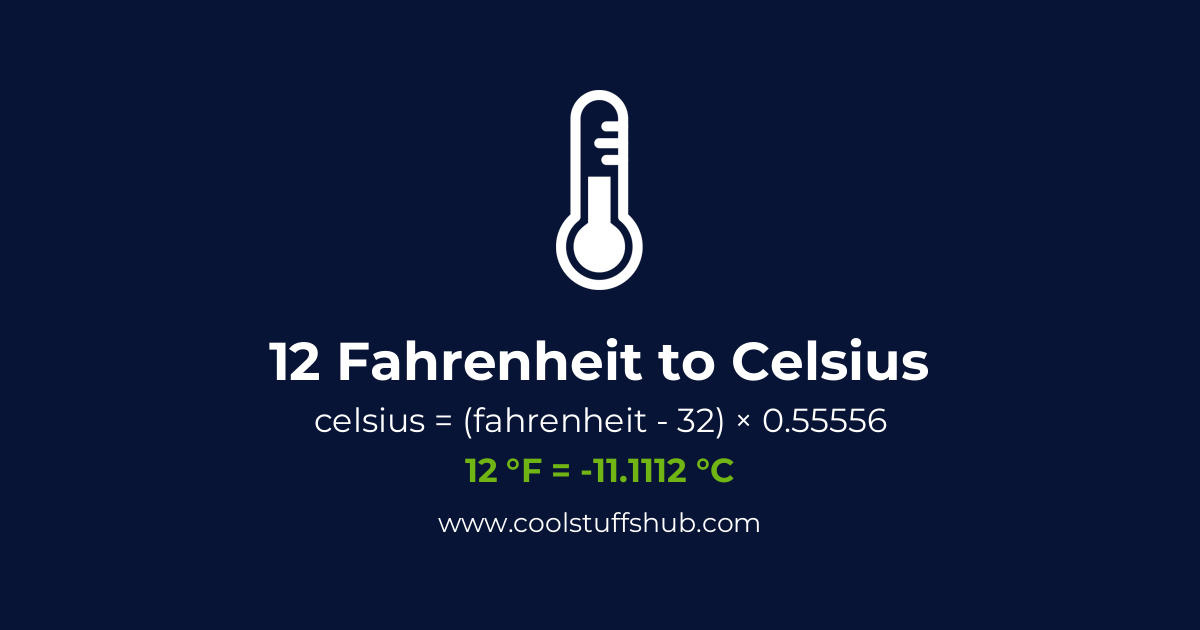 Convert 12 fahrenheit to celsius (12 °F to °C conversion)