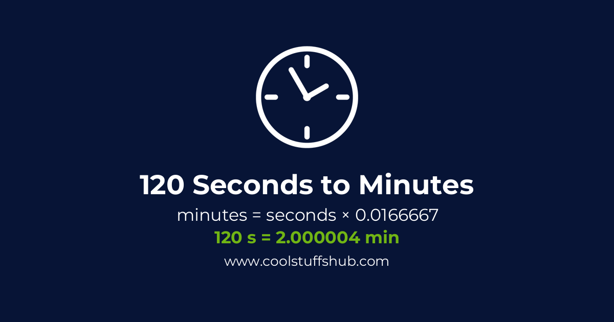 Convert 120 seconds to minutes (120 s to min conversion)