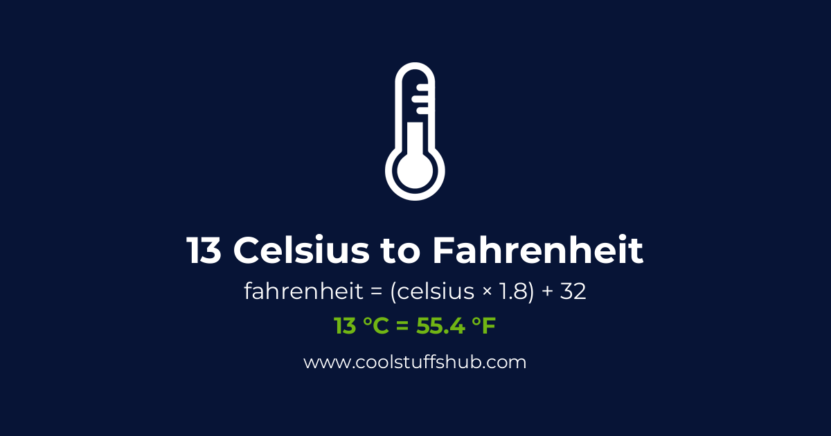 Convert 13 celsius to fahrenheit (13 °C to °F conversion)