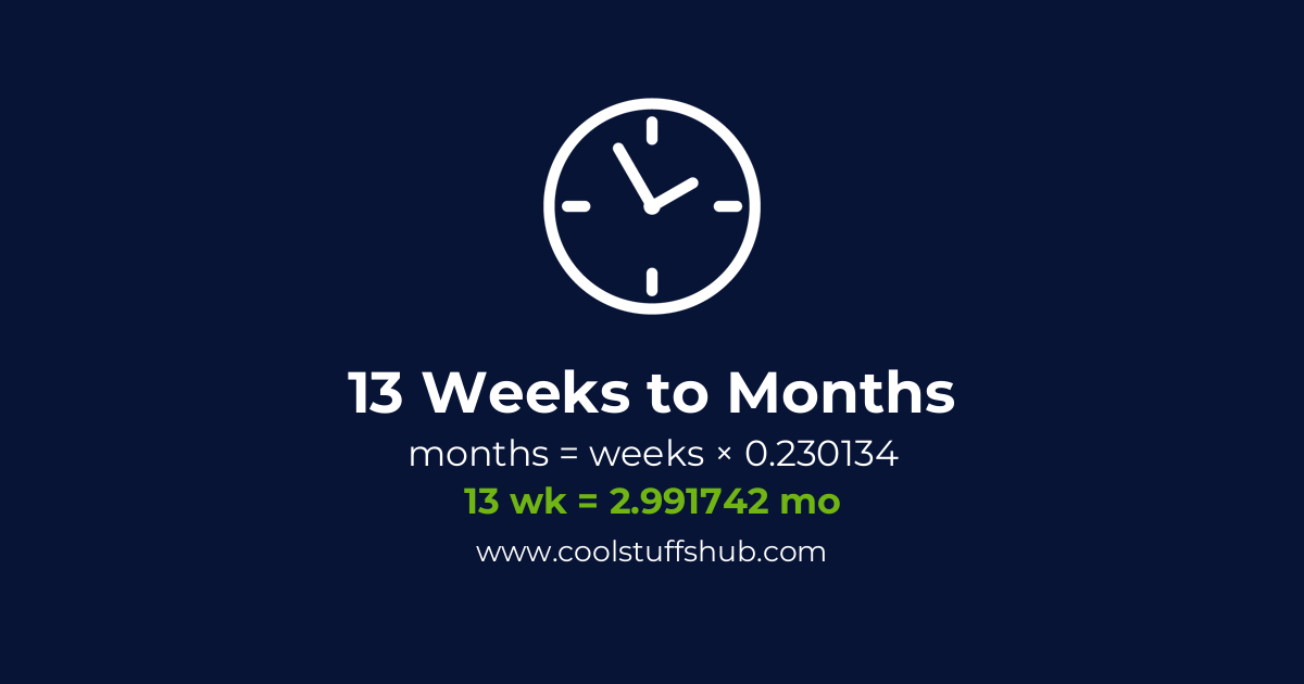 Convert 13 weeks to months (13 wk to mo conversion)