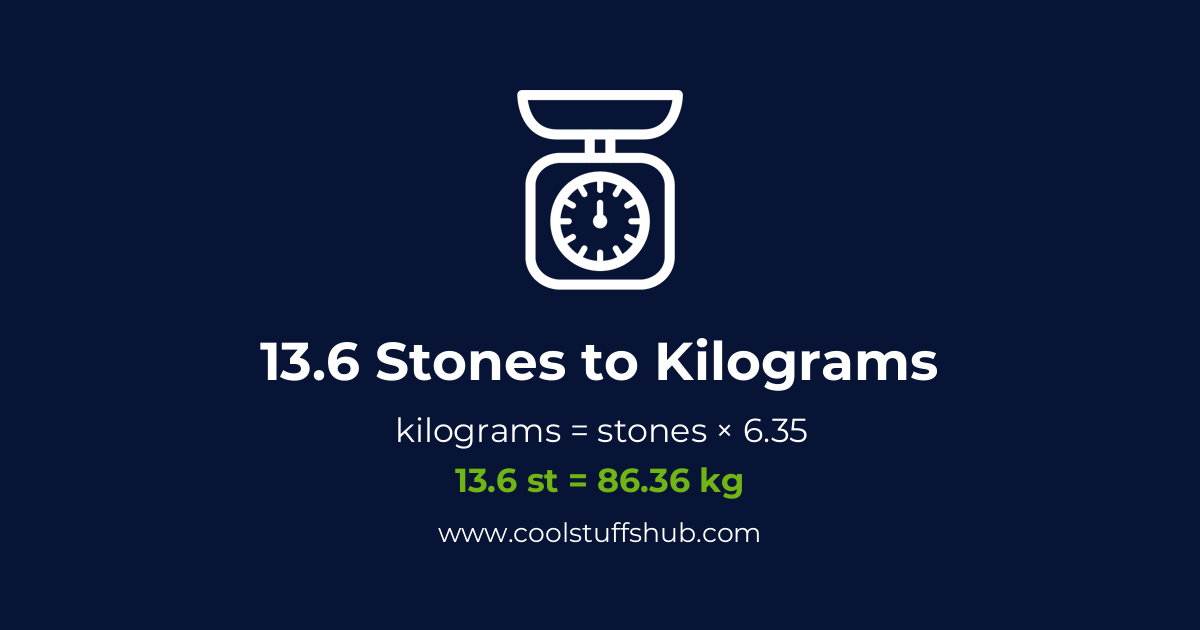 Convert 13.6 stones to kilograms (13.6 st to kg conversion)