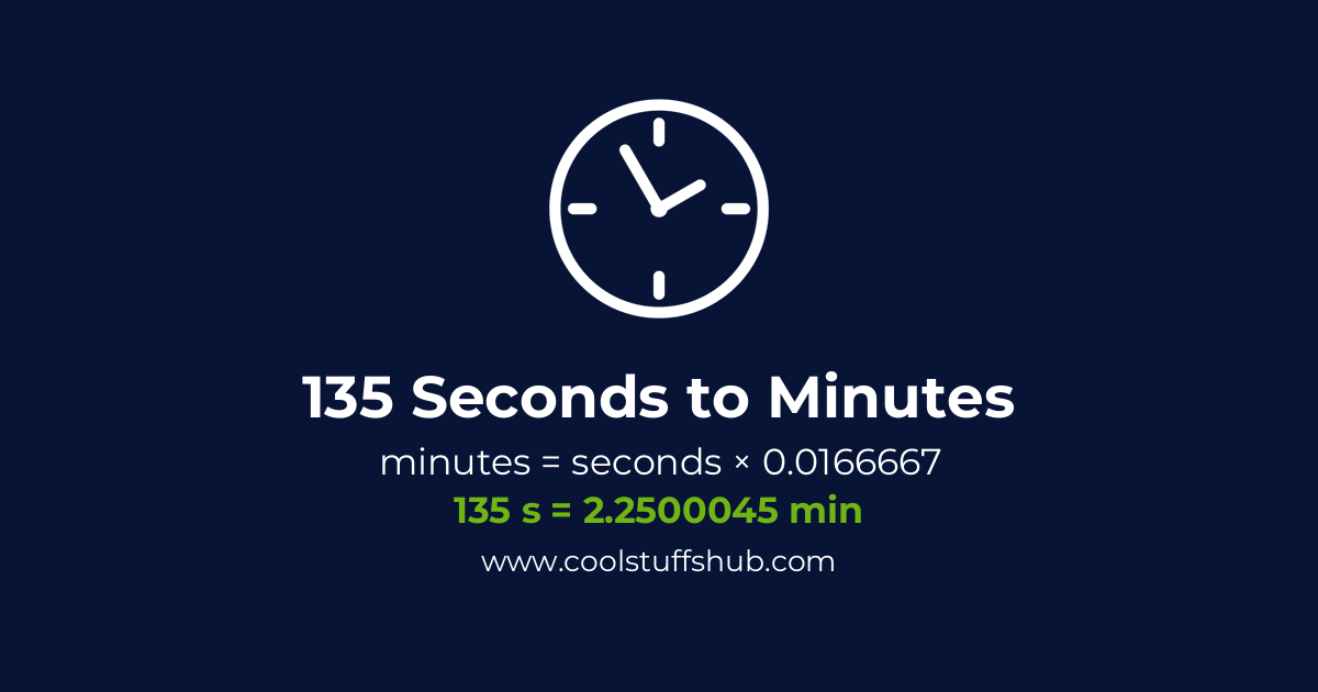 Convert 135 seconds to minutes (135 s to min conversion)