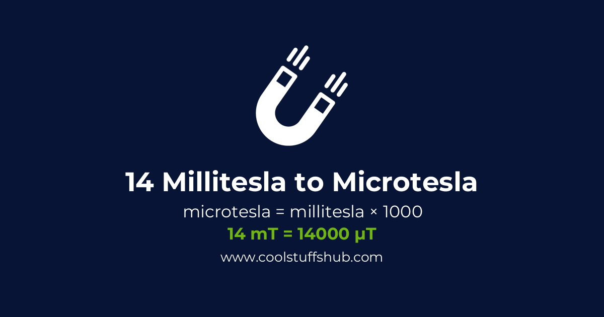 Convert 14 millitesla to microtesla (14 mT to µT conversion)