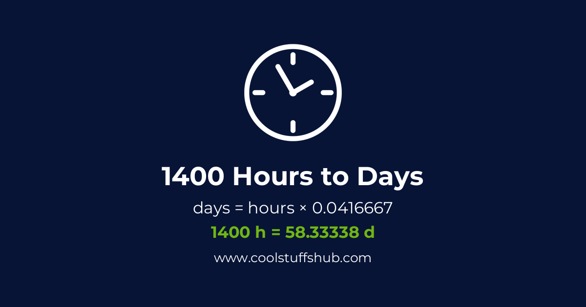 Convert 1400 hours to days (1400 h to d conversion)