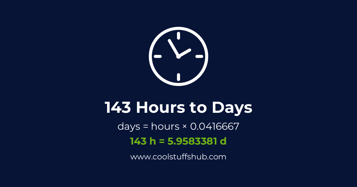 Convert 143 hours to days (143 h to d conversion)