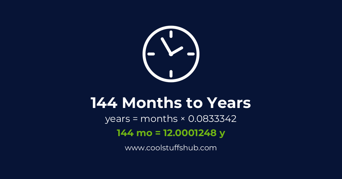 Convert 144 months to years (144 mo to y conversion)