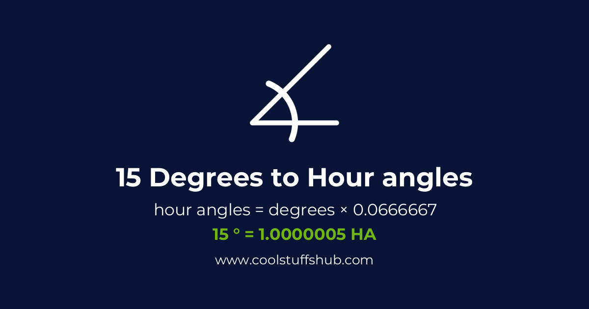 Convert 15 degrees to hour angles (15 ° to HA conversion)