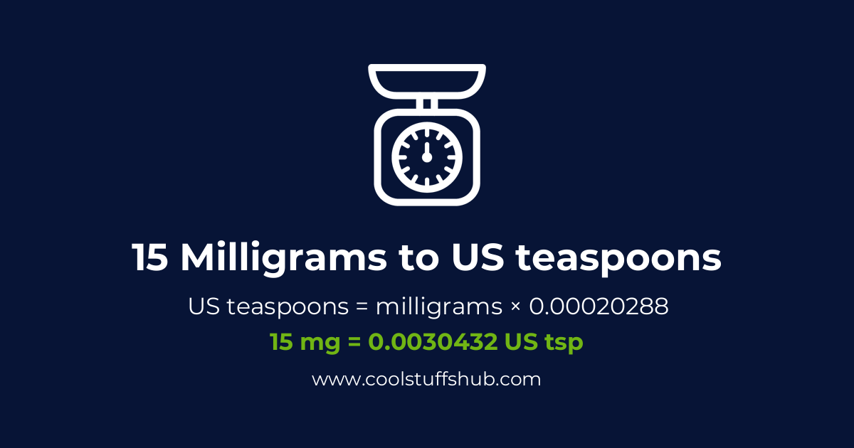 Convert 15 milligrams to US teaspoons (15 mg to US tsp conversion)