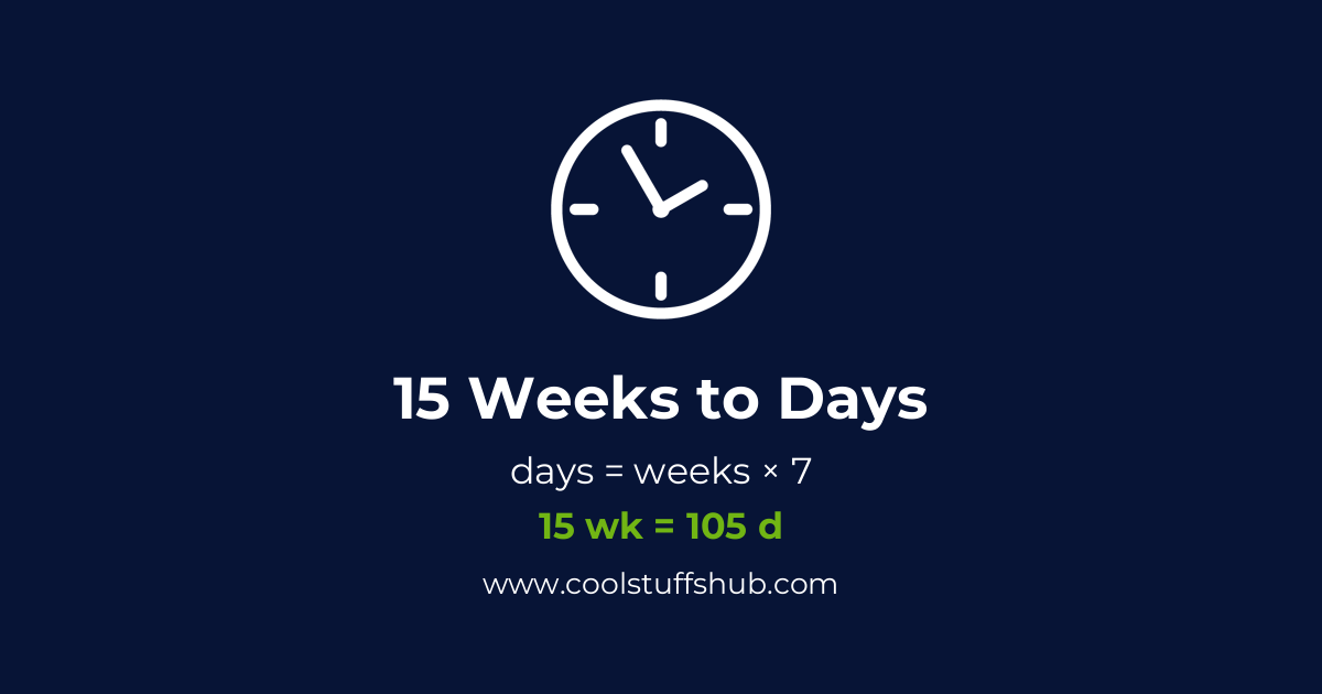 Convert 15 weeks to days (15 wk to d conversion)