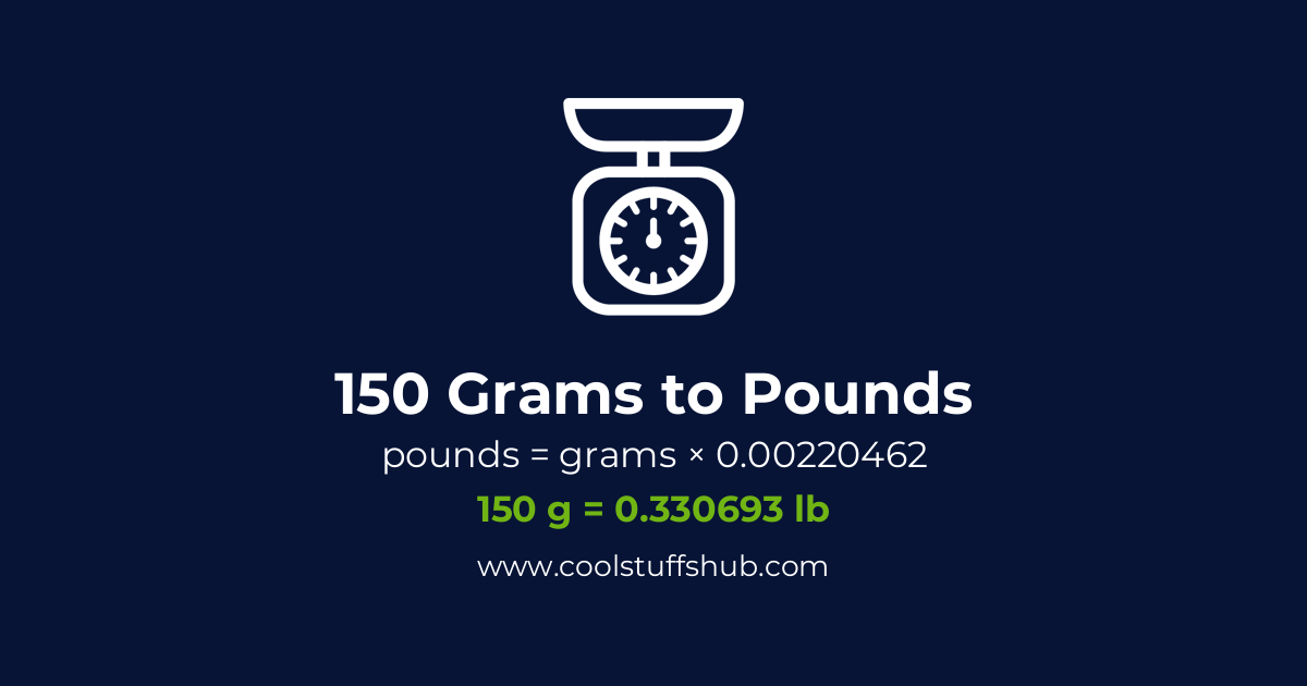 Convert 150 grams to pounds (150 g to lb conversion)
