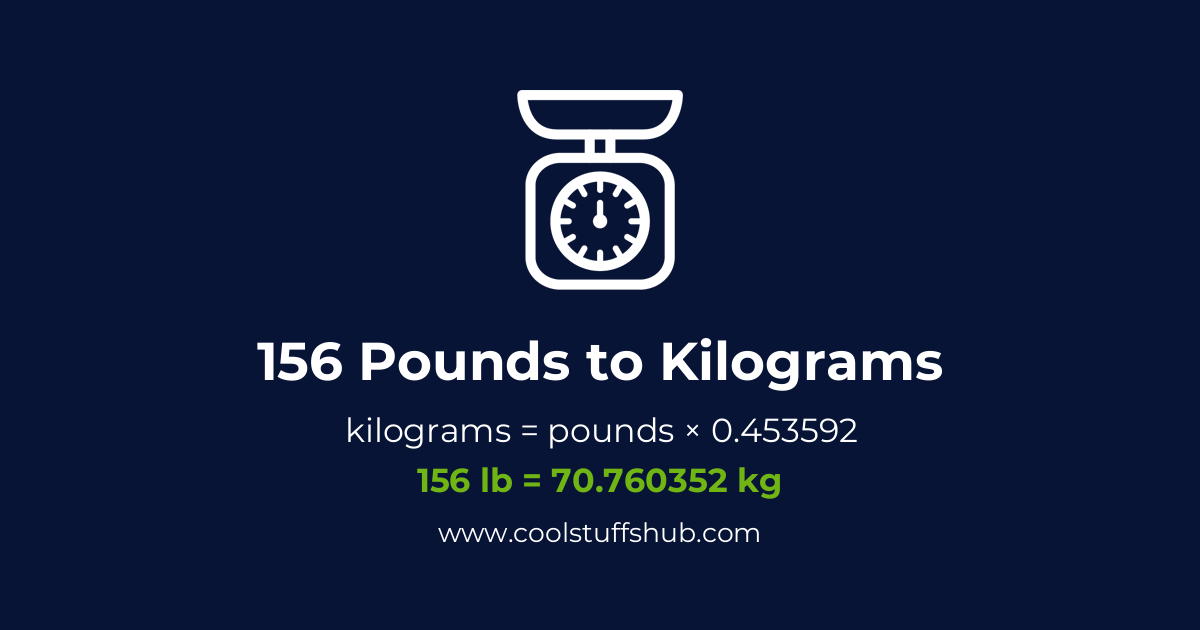 Convert 156 pounds to kilograms (156 lb to kg conversion)