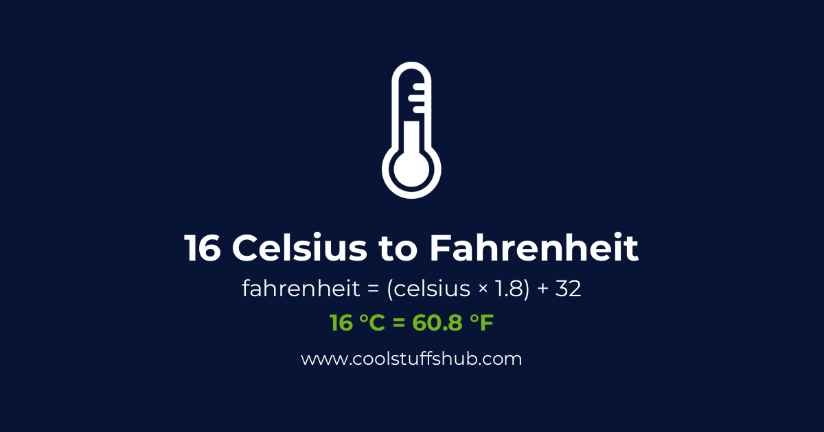 Convert 16 celsius to fahrenheit (16 °C to °F conversion)