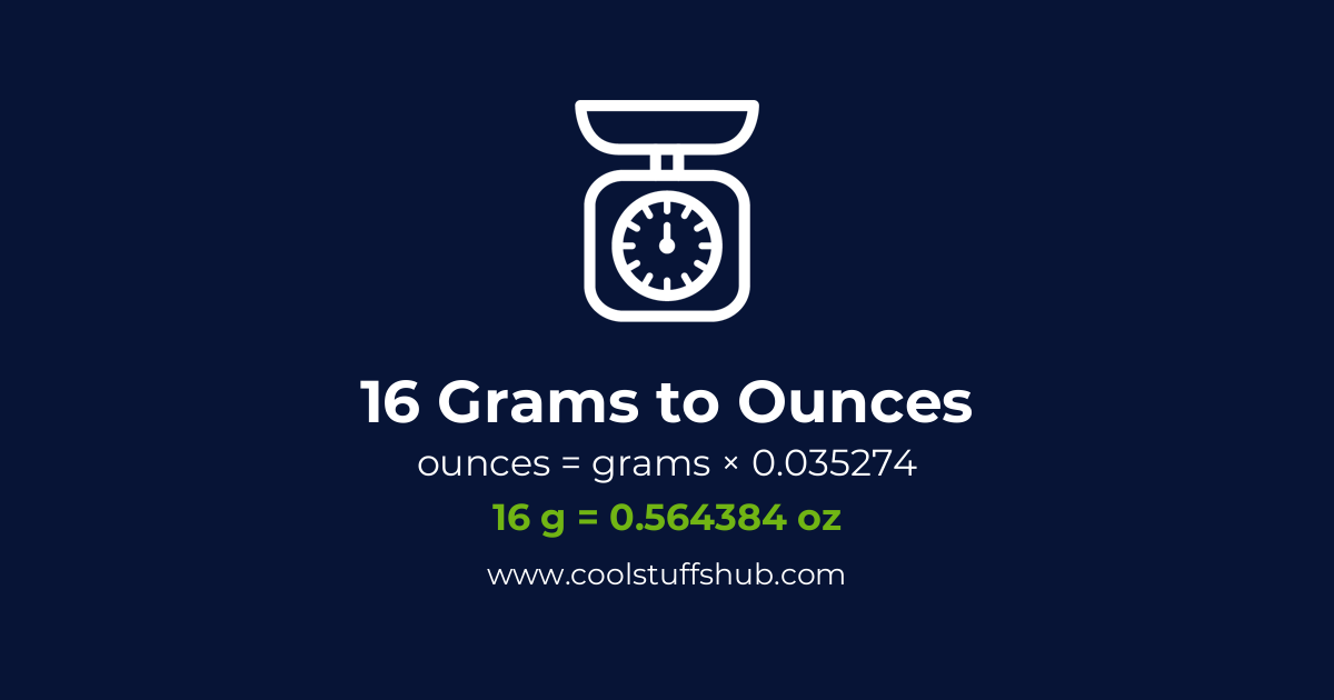 Convert 16 grams to ounces (16 g to oz conversion)