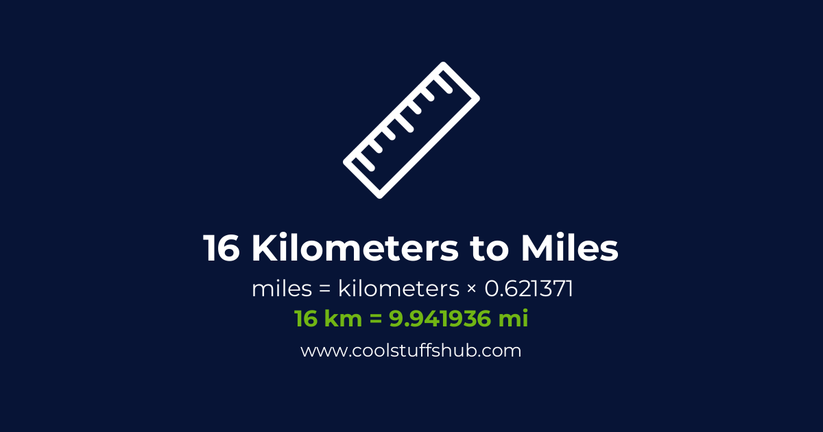 Convert 16 kilometers to miles (16 km to mi conversion)
