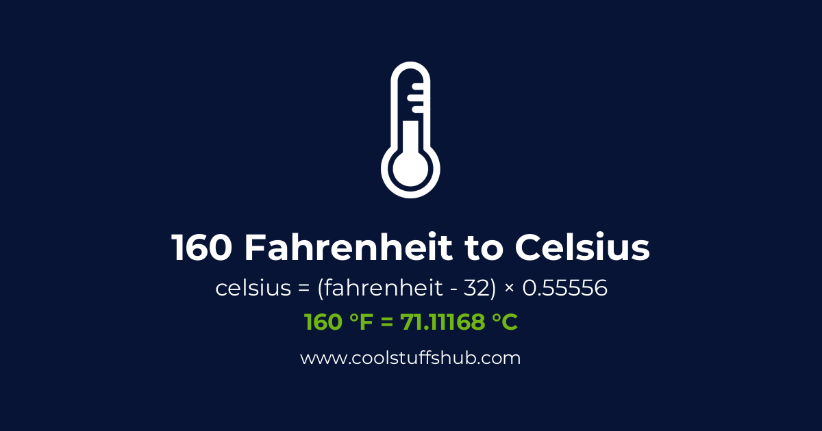 Convert 160 fahrenheit to celsius (160 °F to °C conversion)