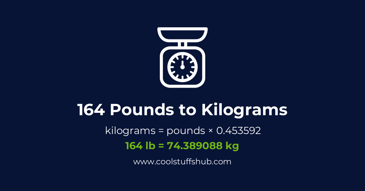 Convert 164 pounds to kilograms (164 lb to kg conversion)