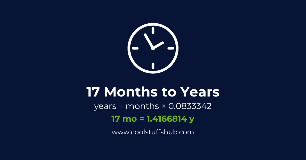 Convert 17 months to years (17 mo to y conversion)