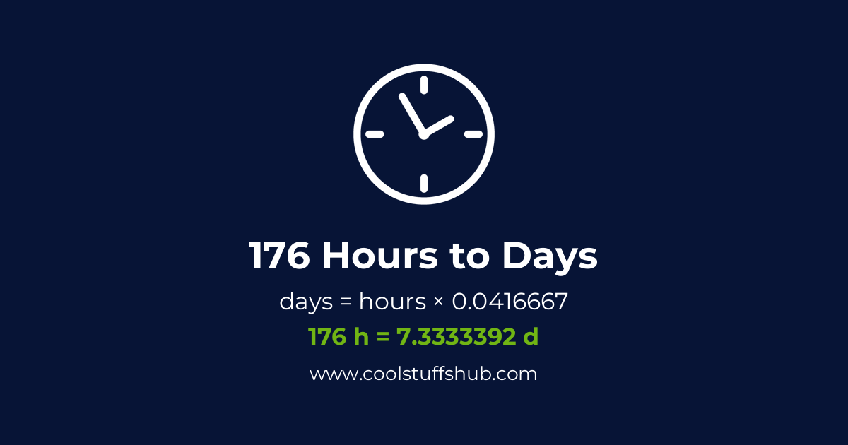 Convert 176 hours to days (176 h to d conversion)