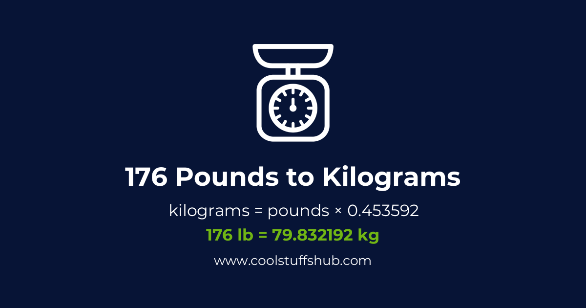 Convert 176 pounds to kilograms (176 lb to kg conversion)