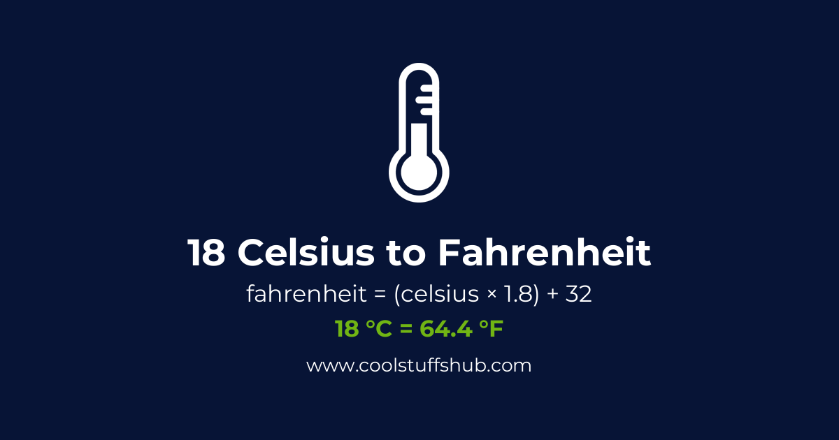 Convert 18 celsius to fahrenheit (18 °C to °F conversion)