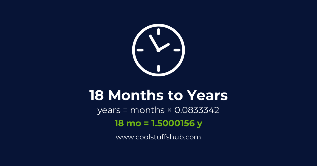 Convert 18 months to years (18 mo to y conversion)