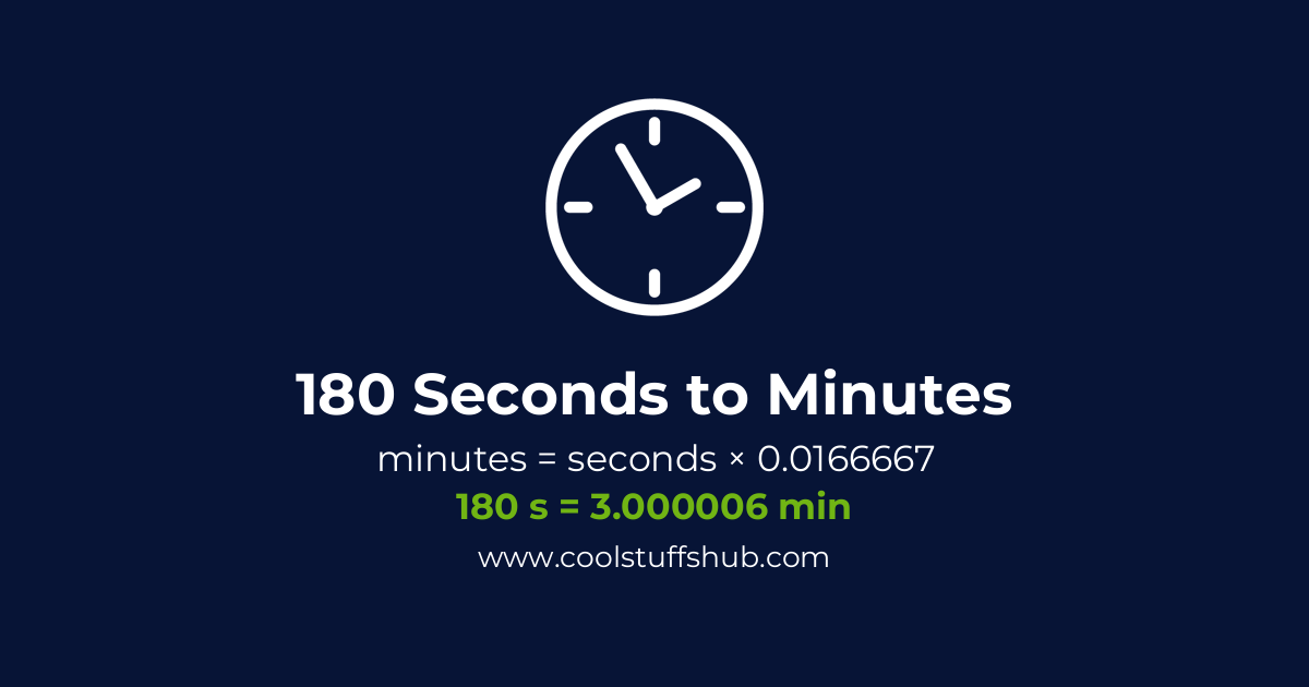 Convert 180 seconds to minutes (180 s to min conversion)