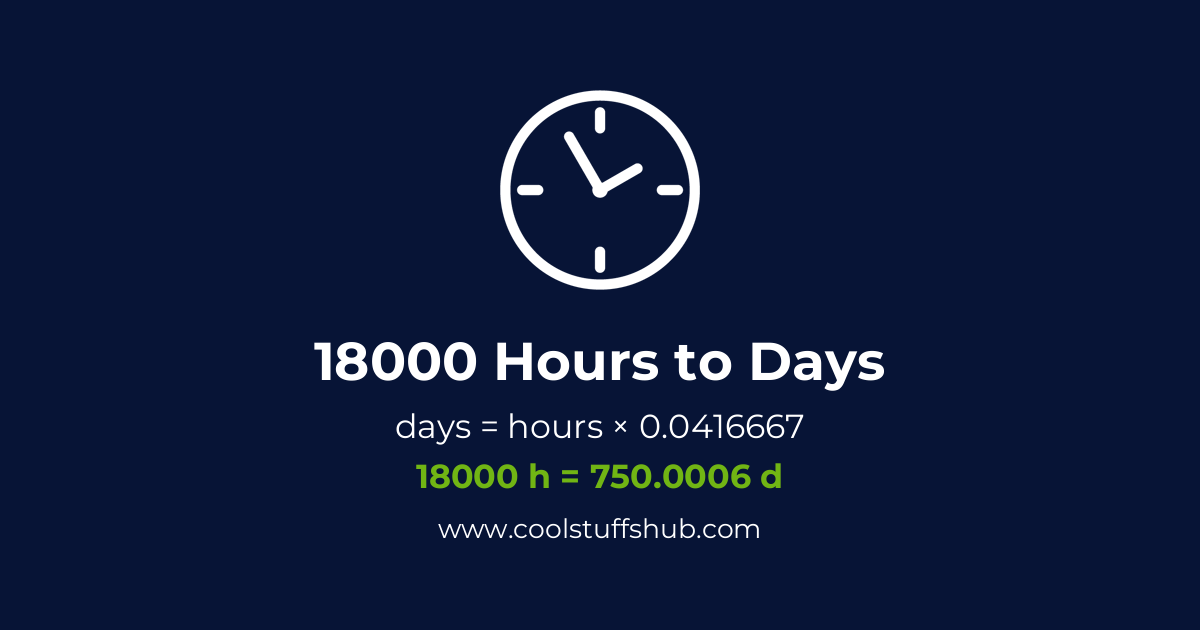 Convert 18000 hours to days (18000 h to d conversion)