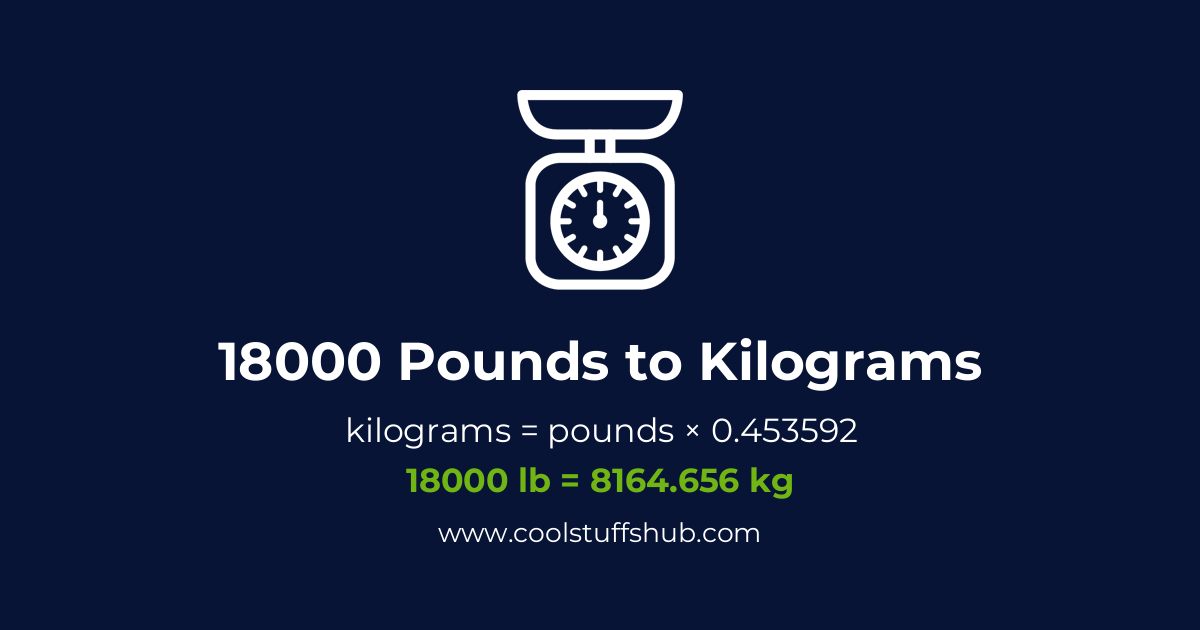 Convert 18000 pounds to kilograms (18000 lb to kg conversion)