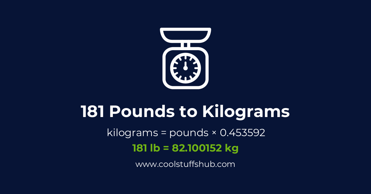 Convert 181 pounds to kilograms (181 lb to kg conversion)