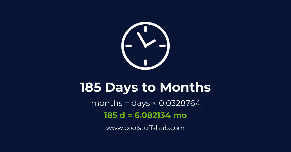 Convert 185 days to months (185 d to mo conversion)
