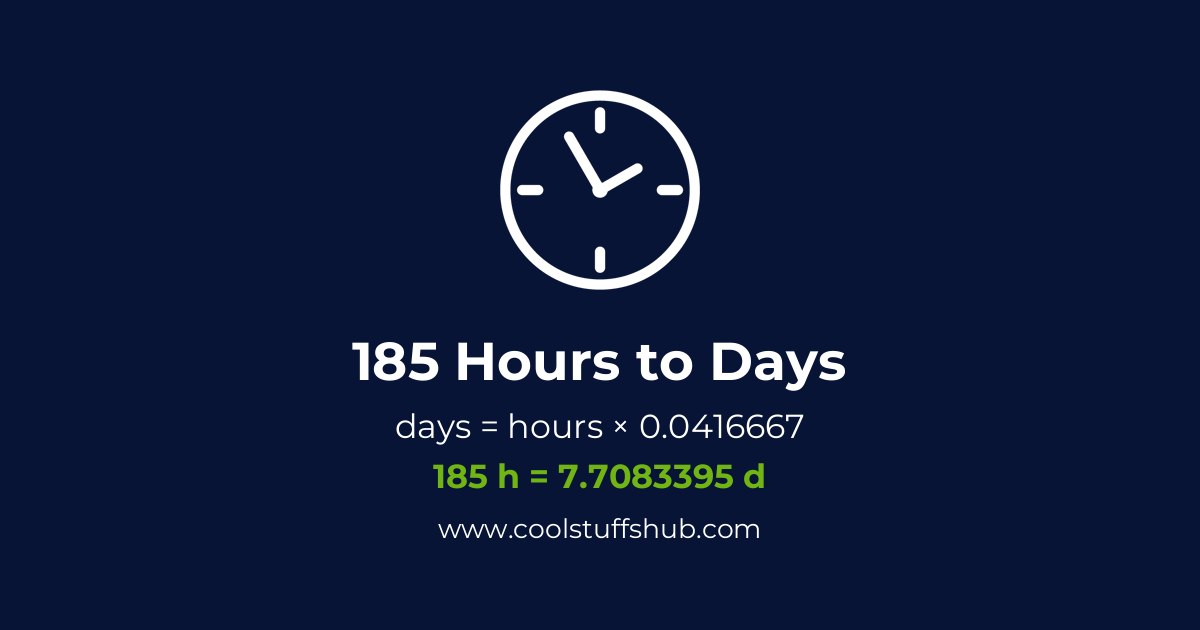 Convert 185 hours to days (185 h to d conversion)