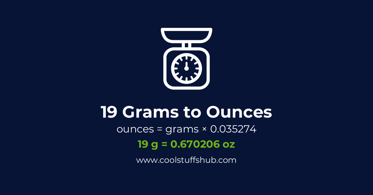 Convert 19 grams to ounces (19 g to oz conversion)
