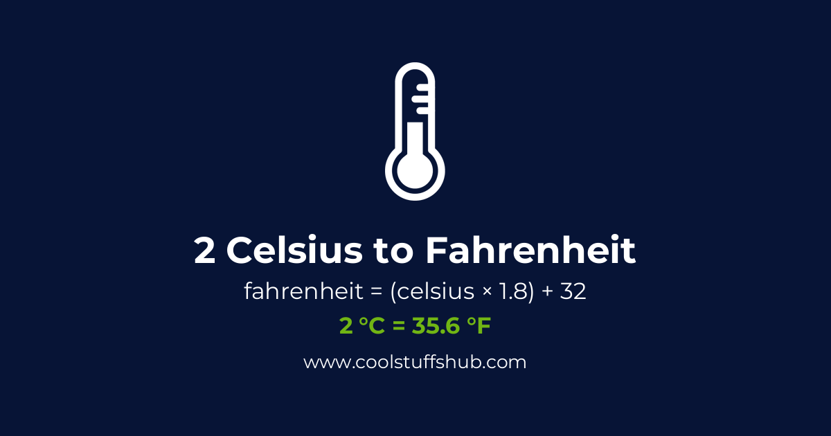 Convert 2 celsius to fahrenheit (2 °C to °F conversion)
