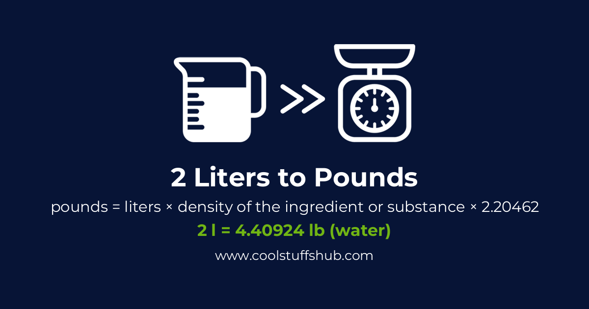 Convert 2 liters to pounds (2 l to lb conversion)