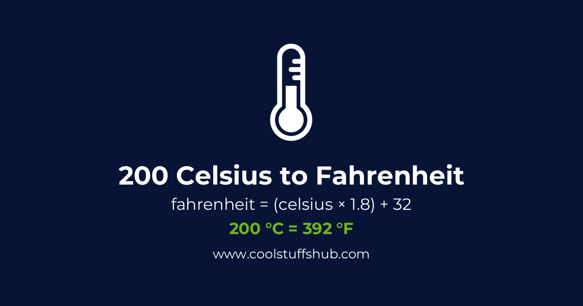 Convert 200 celsius to fahrenheit (200 °C to °F conversion)